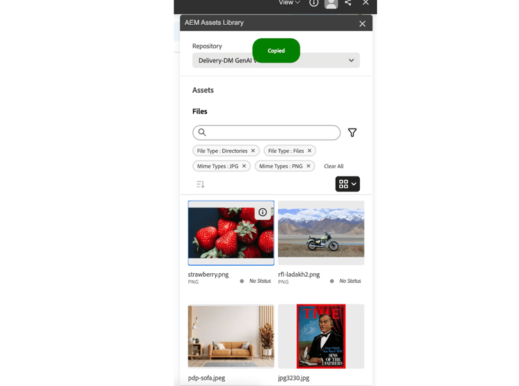 Adobe Experience Manager Assets Sidekick Plugin